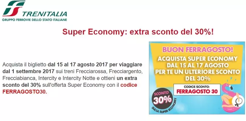 30% de descuento en Trenitalia por Ferragosto (sólo por dos días ...