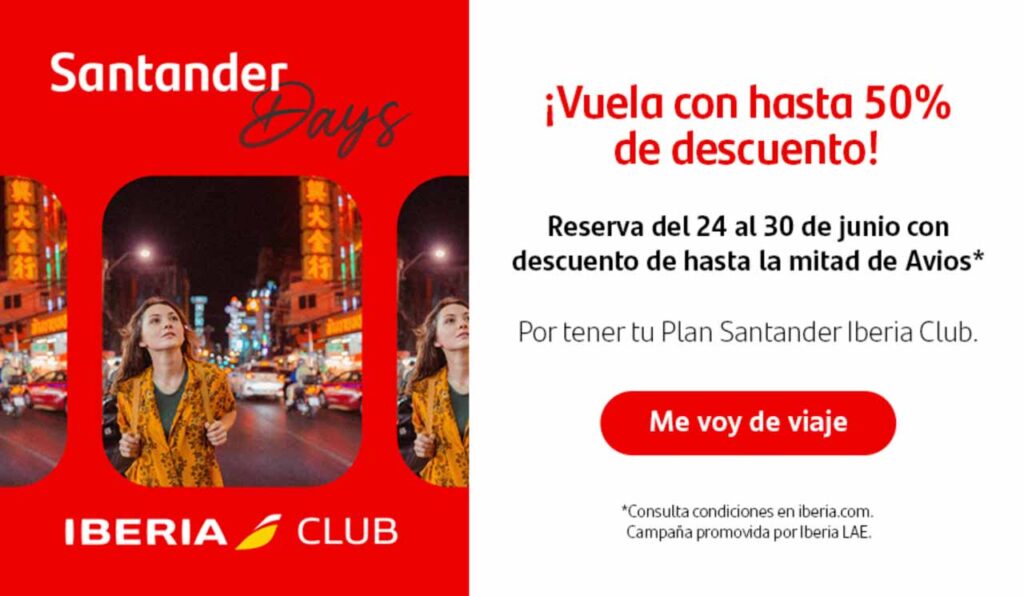 Santander Days: hasta 50 % de descuento en canjes Club Iberia Plus para ...