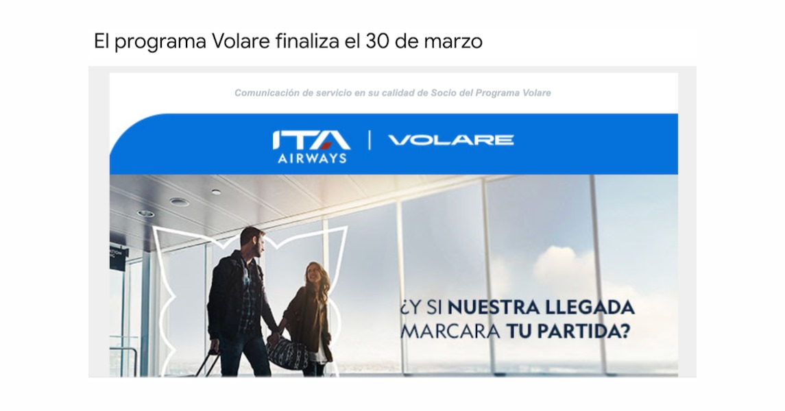 El programa Volare de ITA Airways termina este 30 de marzo - Info Viajera